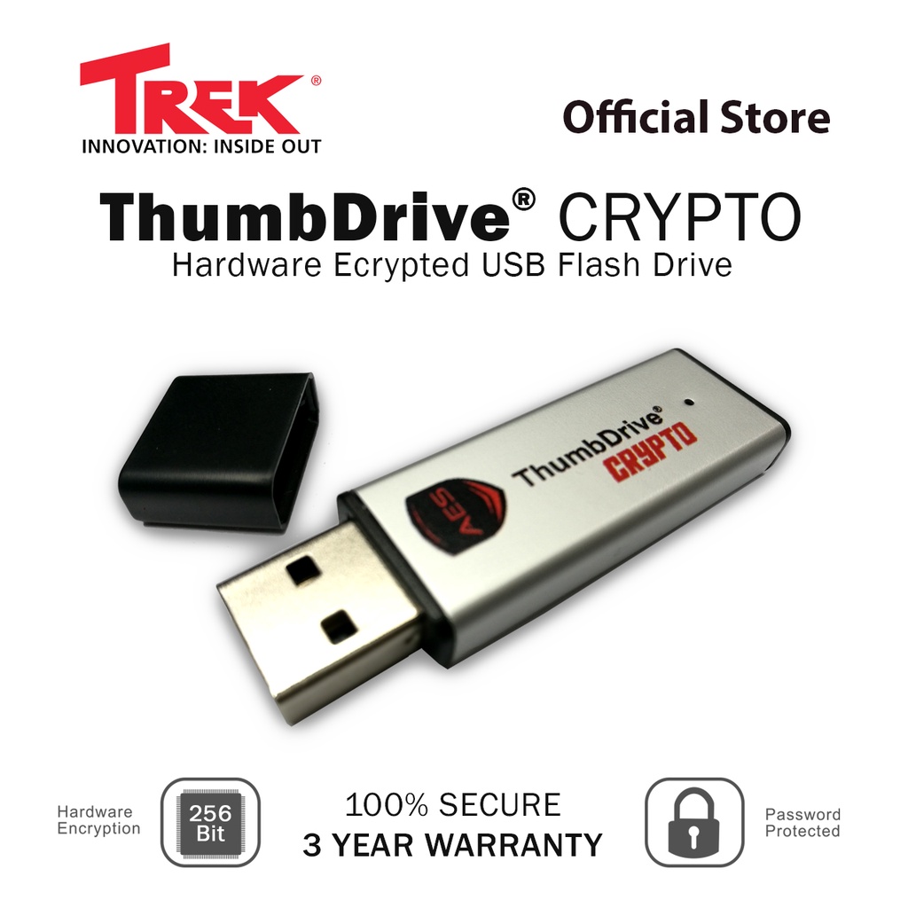 TREK Security USB Encryption ThumbDrive ™ CRYPTO LITE - 8GB Memory ...