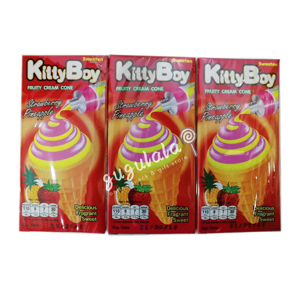 KittyBoy Strawberry Pineapple Cream Cone 12's x 20g | Shopee Singapore