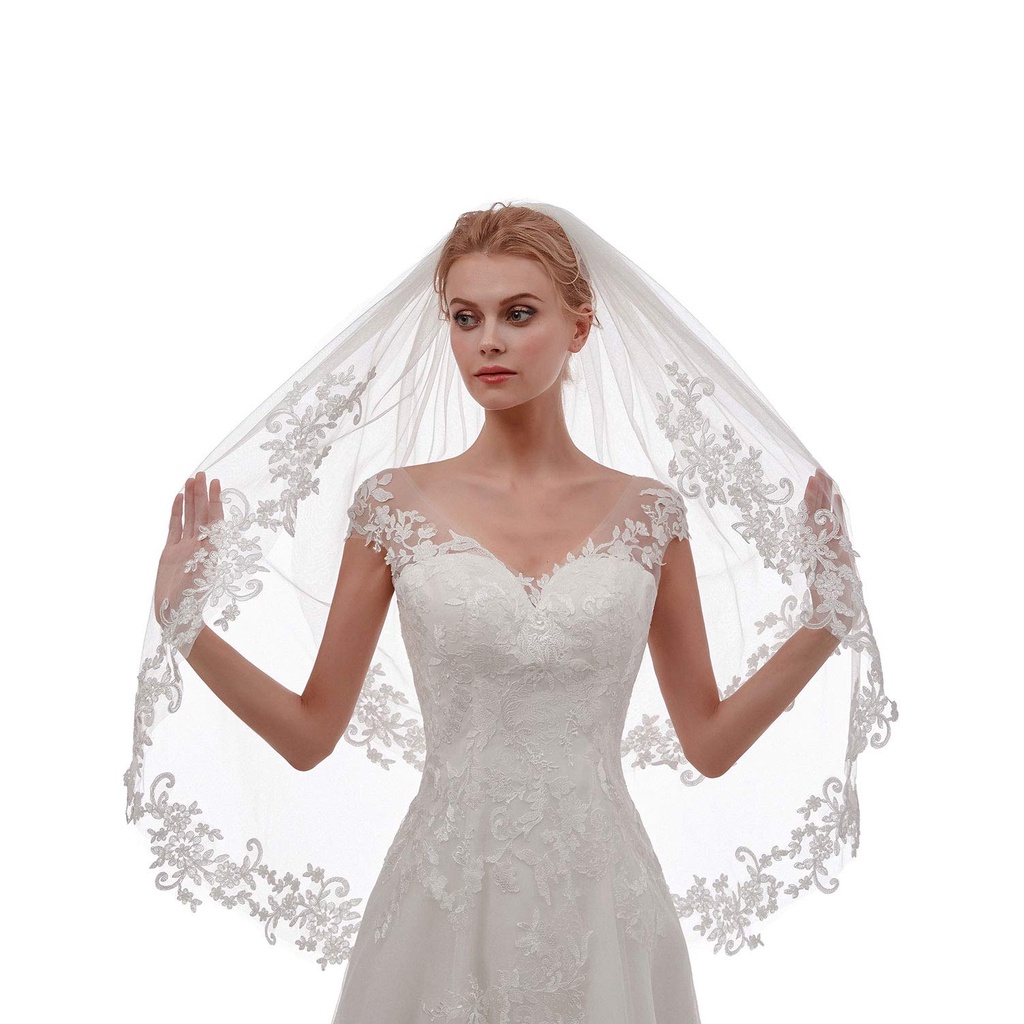 New edge white ivory wedding veil bridal veil with comb wedding ...