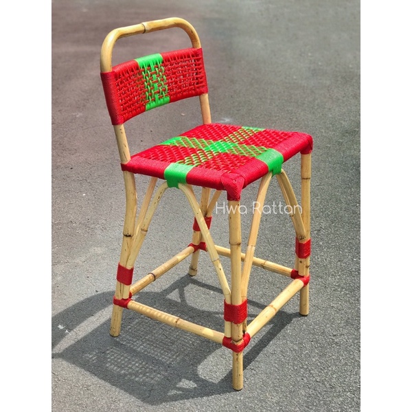 Rattan mix polypropylene rope chair stool / Handcrafted indoor outdoor ...
