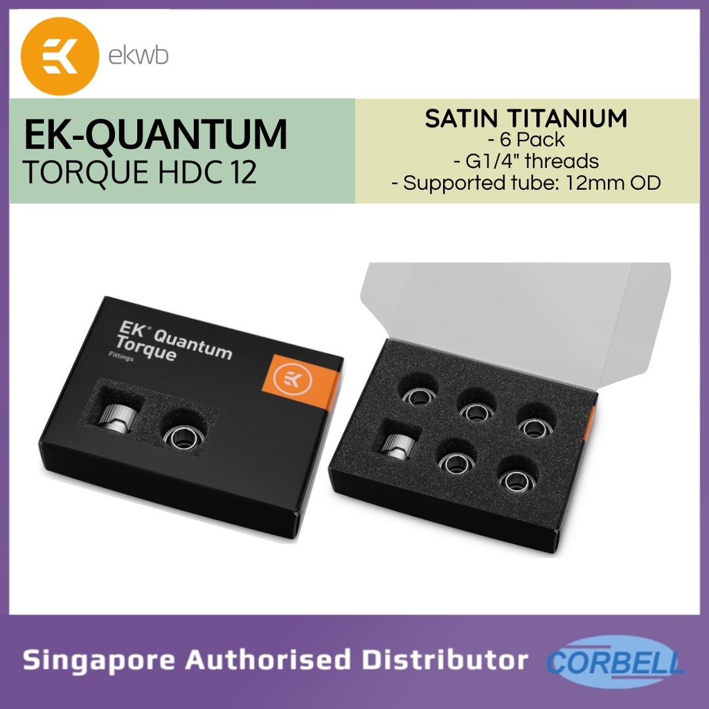 EKWB EK-Quantum Torque 6-Pack HDC 12 G1/4 Thread - Satin Titanium (1247) | Shopee Singapore