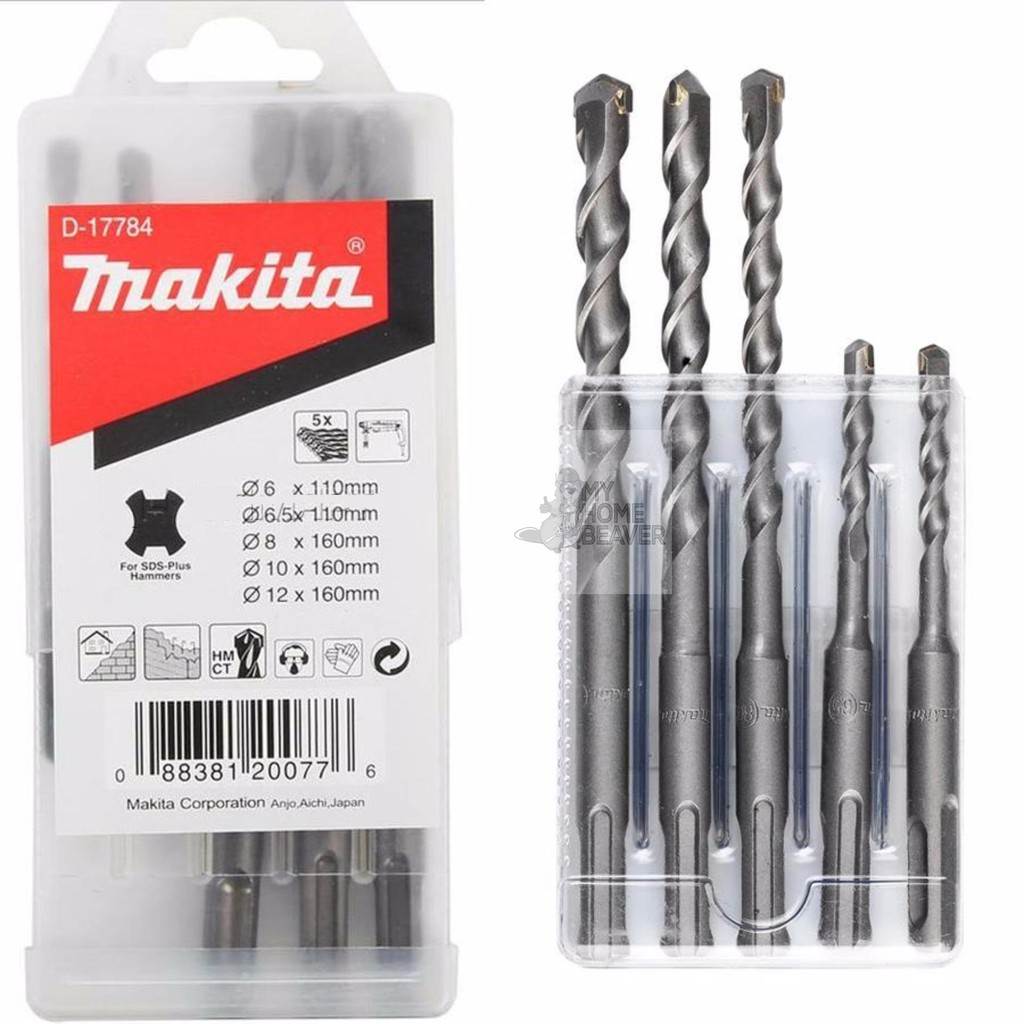 Makita 5 pcs SDS Plus Drill Bit Set Concrete Wall Masonry Hammer ...