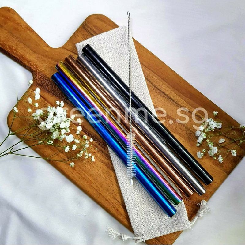 [Christmas Gift] Reusable Sharp-Tip Metal Straw Set (For Bubble Tea ...