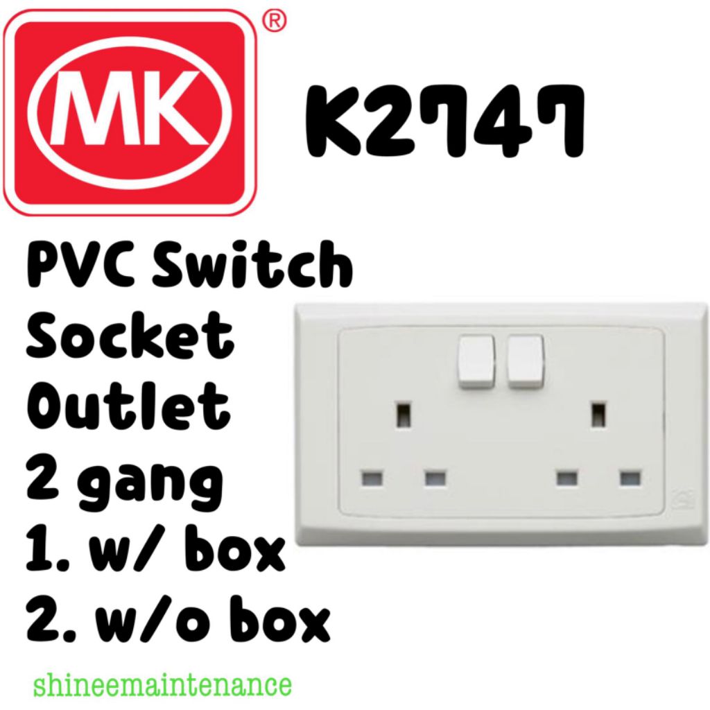 [2pc bundle!] MK PVC Switch Socket Outlet MK 2747 2 gang with or ...