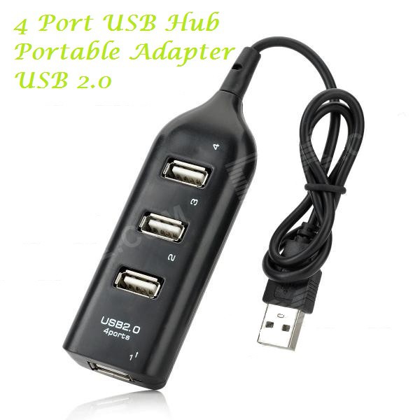 Portable Adapter - 4 Ports + USB 2.0 hub (Black/White) | Shopee Singapore
