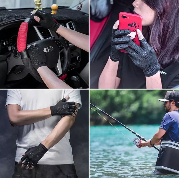 【3-day Delivery】ROCKBROS Sports Ice Slik Gloves Anti-UV Breathable Half ...