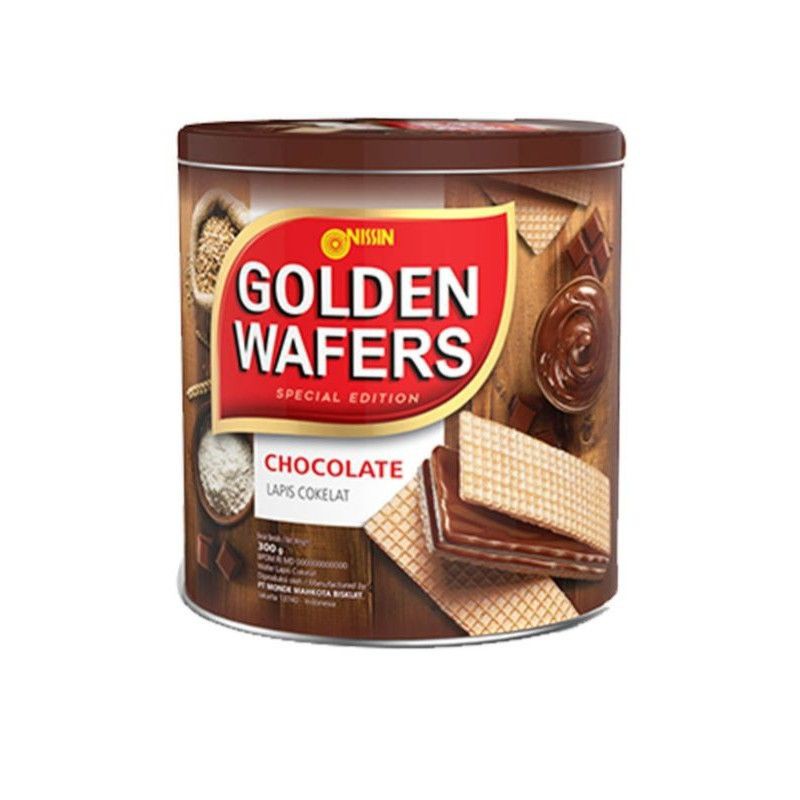 Nissin Golden Wafers Chocolate 300gr-Wafer Chocolate Cans-Hampers ...