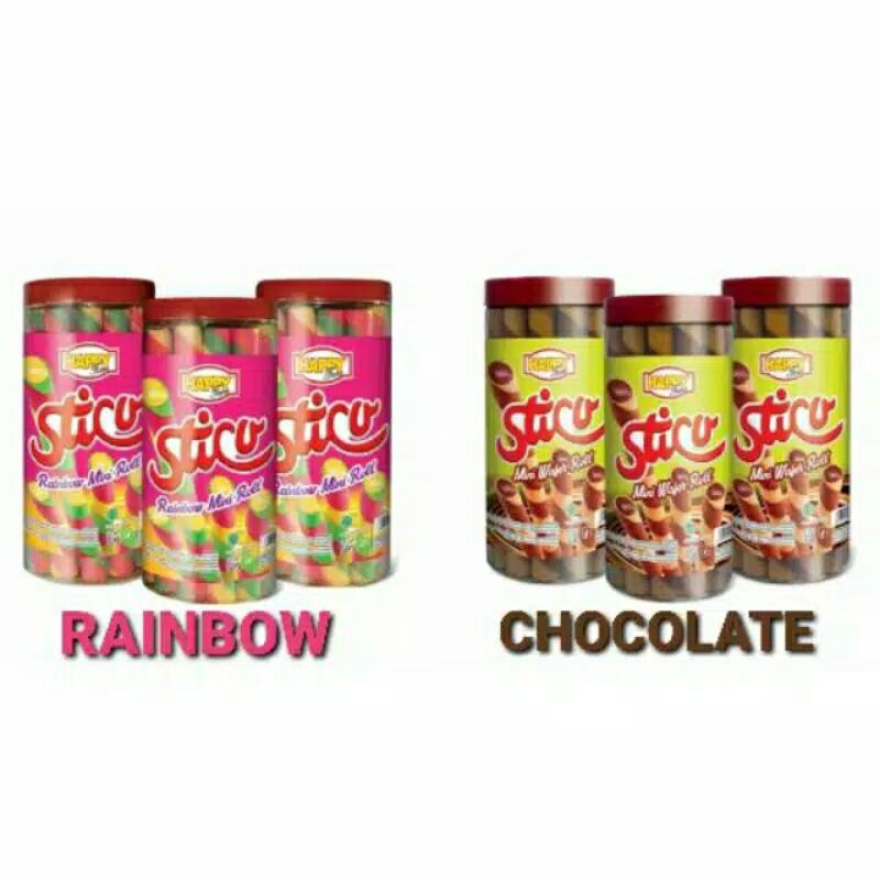 Happytime Sticu Mini Wafer Roll Rainbow & Chocolate (3toples) / Wafer ...