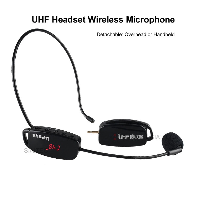 UHF Headset Wireless Microphone, Wireless receiver and emitter ...