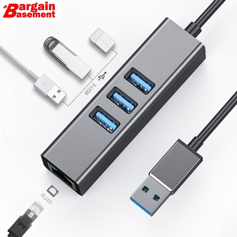 USB 3.0 to LAN HUB Ethernet RJ45 Network 3 Ports USB 3.0 HUB Splitter ...