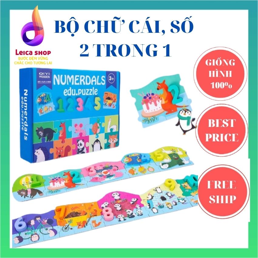 Jigsaw puzzle with learning wooden numbers, helping children recognize ...