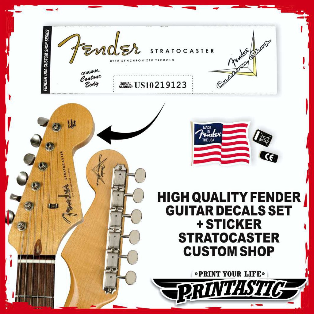 Fender Custom Shop Series Decal Head Stock Water Slide Guitar and Bass ...