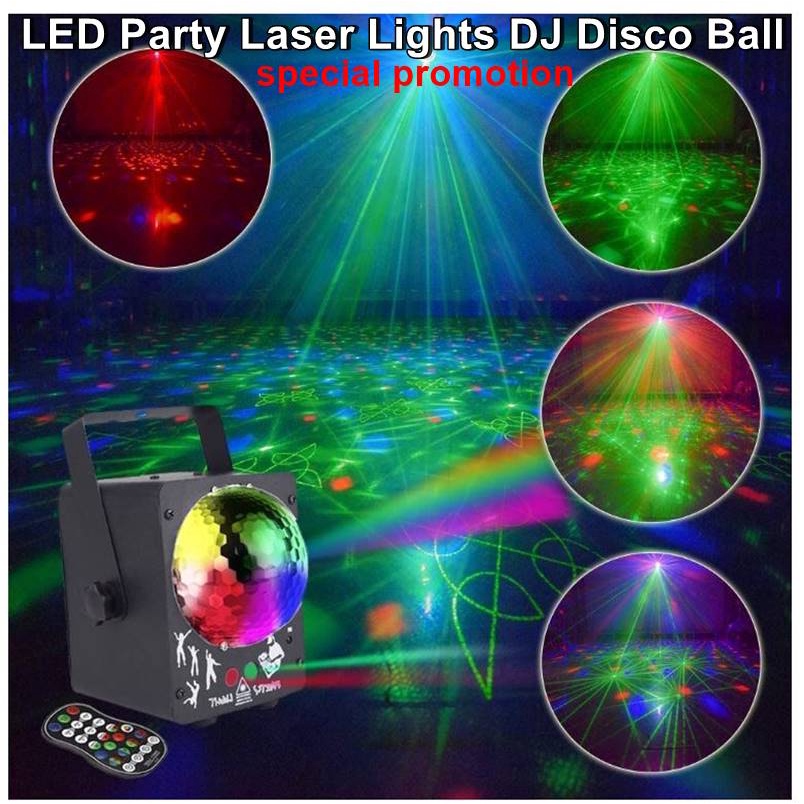 LED Party Laser Lights DJ Disco Ball Stage Light Sound Activated Led ...