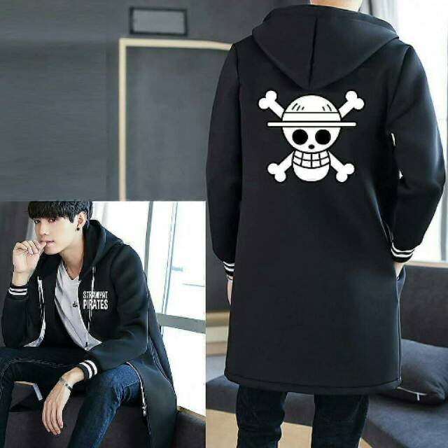Anime Jacket Cloak One Piece Pirate Logo Luffy Zip Hoodie Jumbo ...