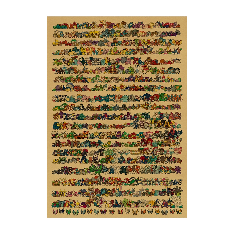Vintage Anime Pokemon Poster Room Decoration Stickers Pocket Monster ...