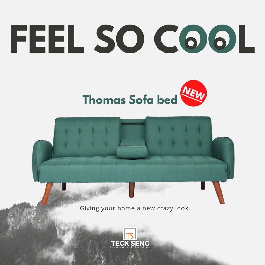 (TECK SENG) Thomas Sofa Bed / Green / Light Grey / Sofa Set / Day Sofa ...