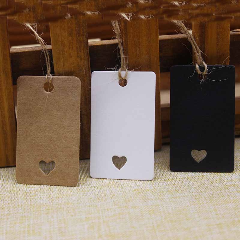 100pcs New 5*3cm Kraft Paper Small Tag DIY Handmade Gift Baking White ...