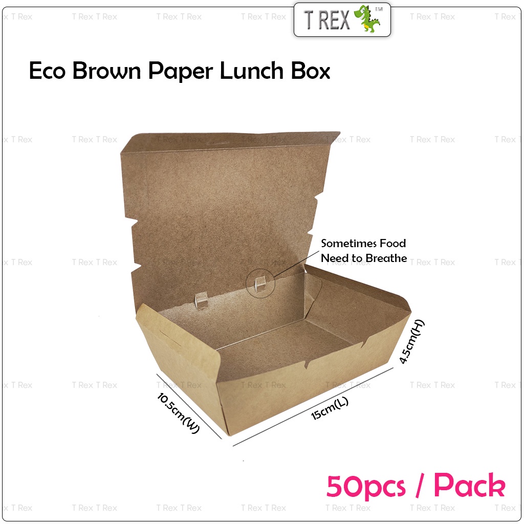 50pcs T Rex Eco Disposable Paper Lunch Box / Take Away Food Delivery ...