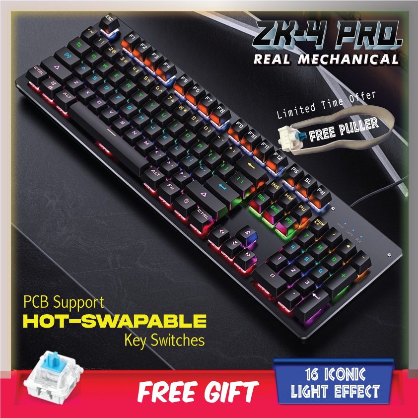 Keyboard Mekanikal utk Gaming Hot-Swapable ZK-4 Real Mechanical Gaming ...