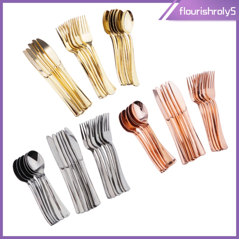 18 Silverware Set - & Gold Flatware Set - Cutleries Set - 6 Fork - 6 ...