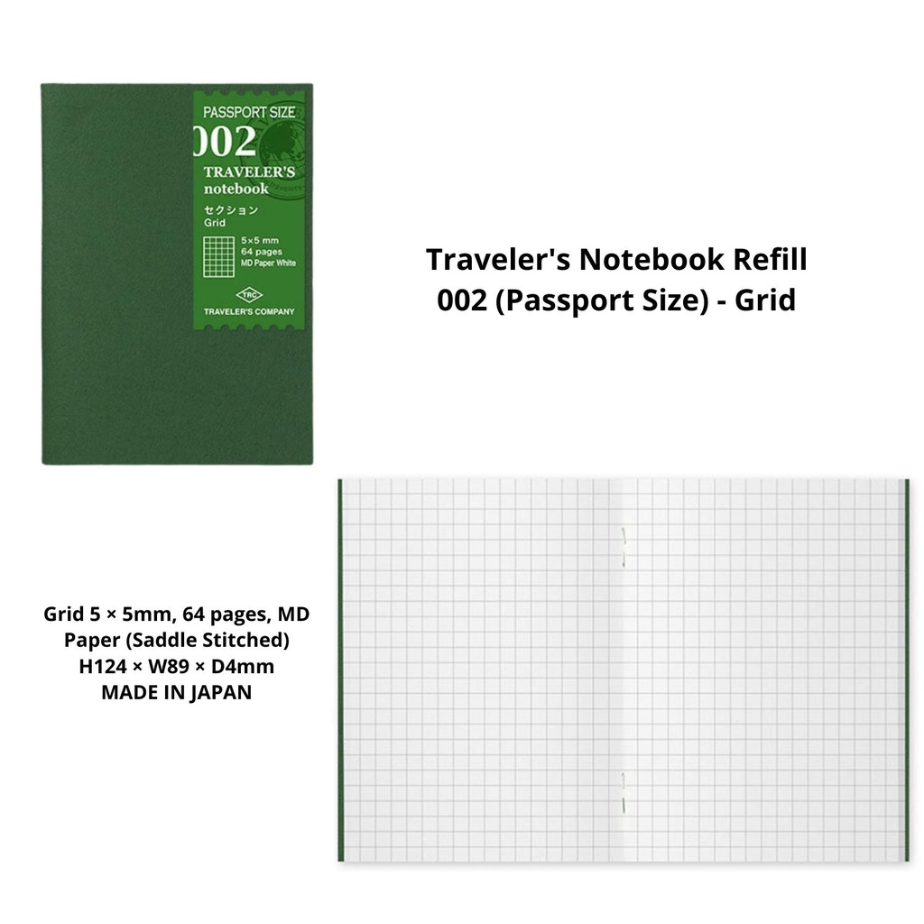 TRAVELER'S notebook Refill, Passport Size, Lined / Grid / Blank, High ...