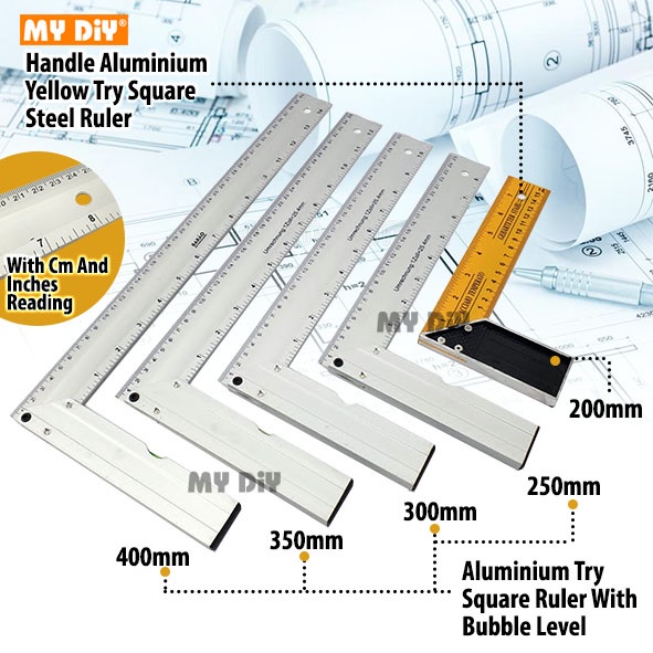 MYDIYHOMEDEPOT - Aluminium Try Square Ruler Angle Ruler with / without ...