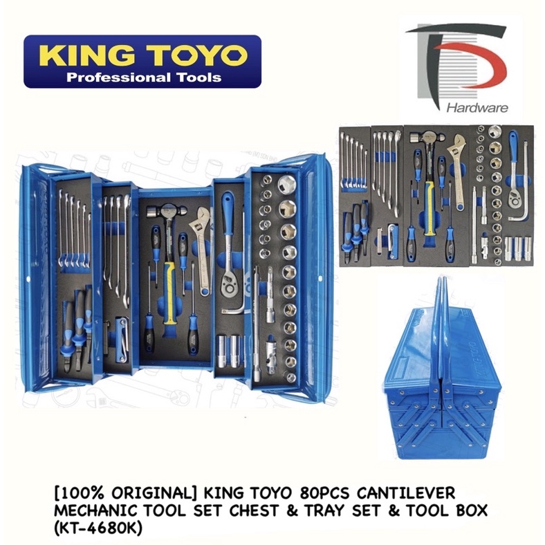 KING TOYO 80PCS CANTILEVER MECHANIC TOOL SET CHEST & TRAY SET & TOOL ...