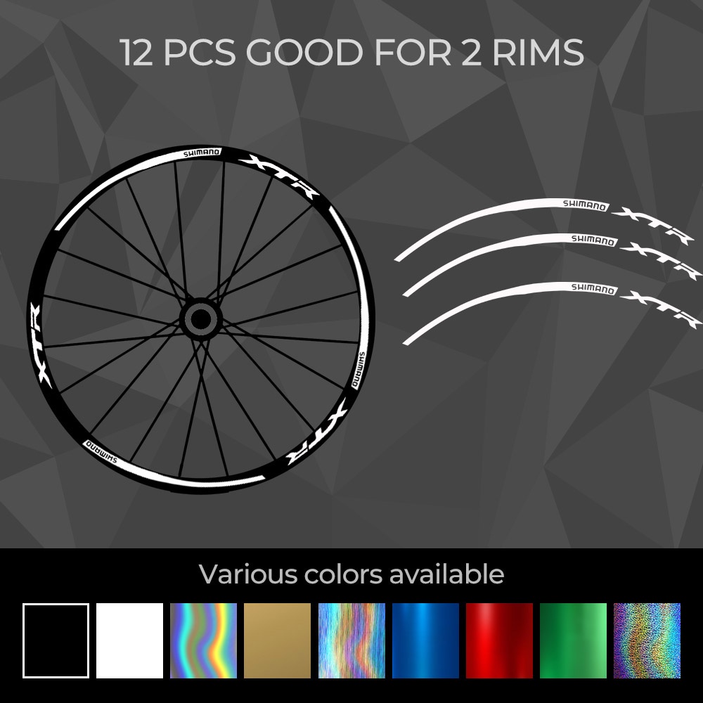 Shimano Xtr Mtb (8 Or 12 pcs) Holographic Wheel Rim Sticker Decal Vinyl ...