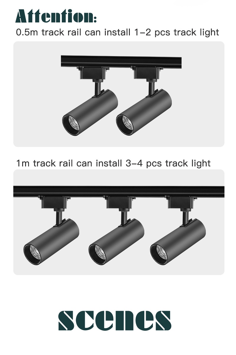 CANMEIJIA COB Track Light Set 3Lights 1Rail Spot Light 30W 40W Ceiling ...