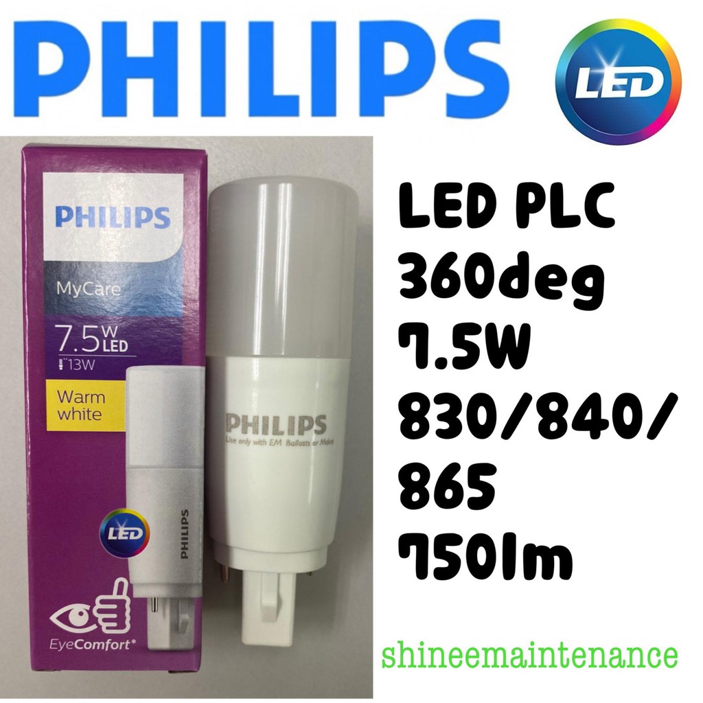 [4pc bundle!] Philips LED PLC 2 PIN 360 DEG 6.5W 830/840/865 G24D ...