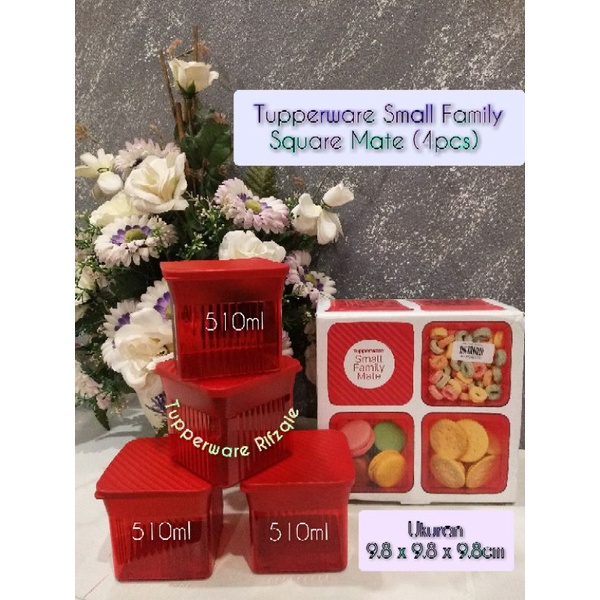 Tupperware Small Family Square Mate 510ml Red Colour (4pcs) | Shopee ...