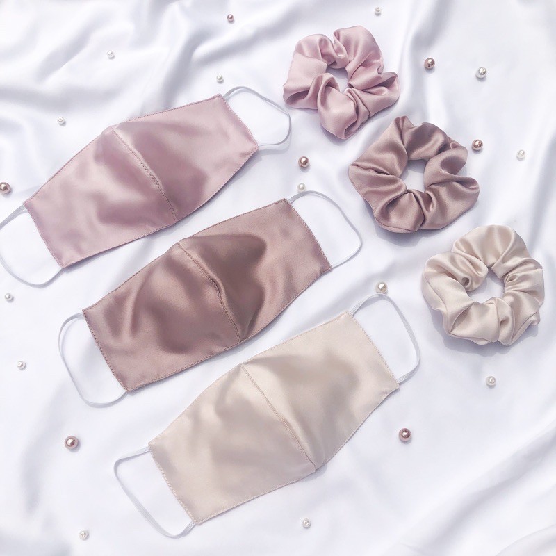 3ply Satin Fabric Mask And Scrunchie Set Pastel Color Edition by MVS ...