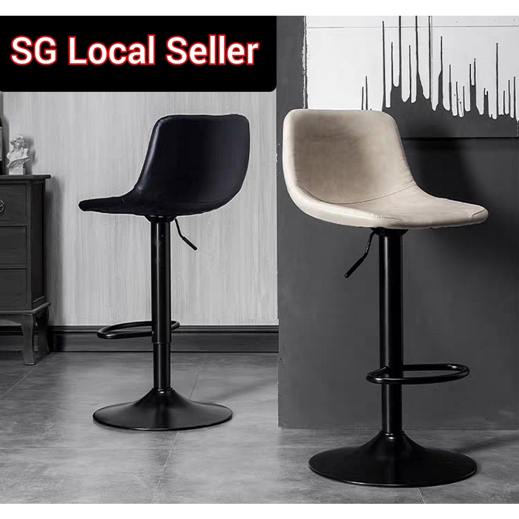 (Free Installation) - Nordic Stool Bar leather chair modern simple ...
