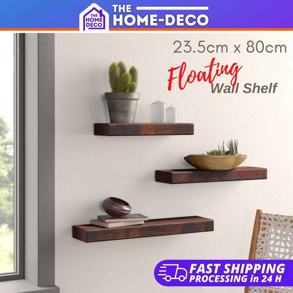 DIY FLOATING WALL SHELF 3.8 X 23.5 X 80cm | Shopee Singapore