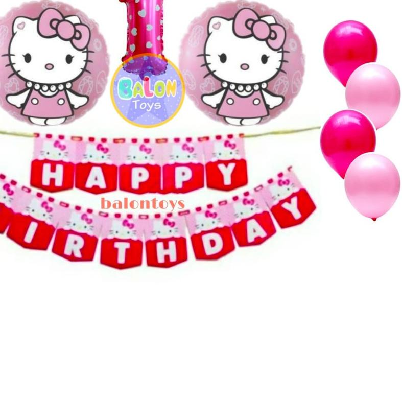 Hello KITTY Theme Birthday Decoration (REG BANNER, 2 HK Round, LATEX ...