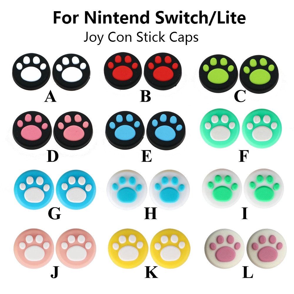 2PCS Cat Paw Claw Silicone Analog Thumb Grips Cover for Nintendo Switch ...