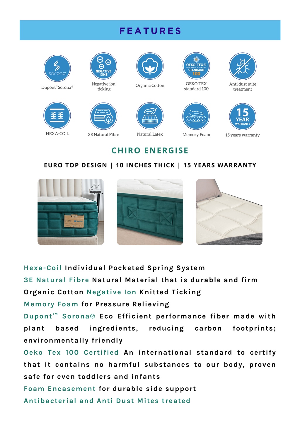 Chiro+ Energise Mattress | CHIRO+ Four Star Mattress | Back Care | Shopee Singapore