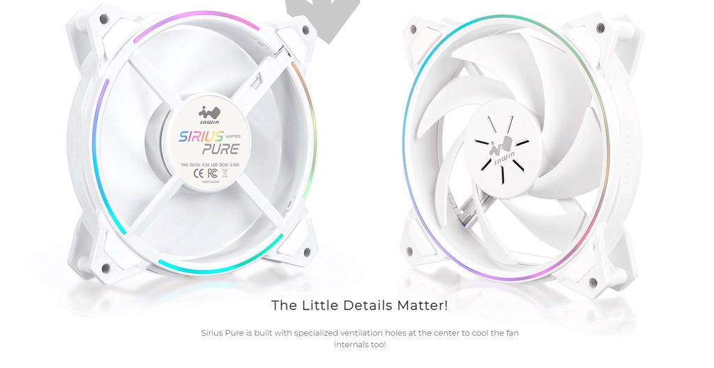 InWin SIRIUS LOOP/PURE 120mm PWM ARGB FANS 3in1 PACK Black/White (2 ...