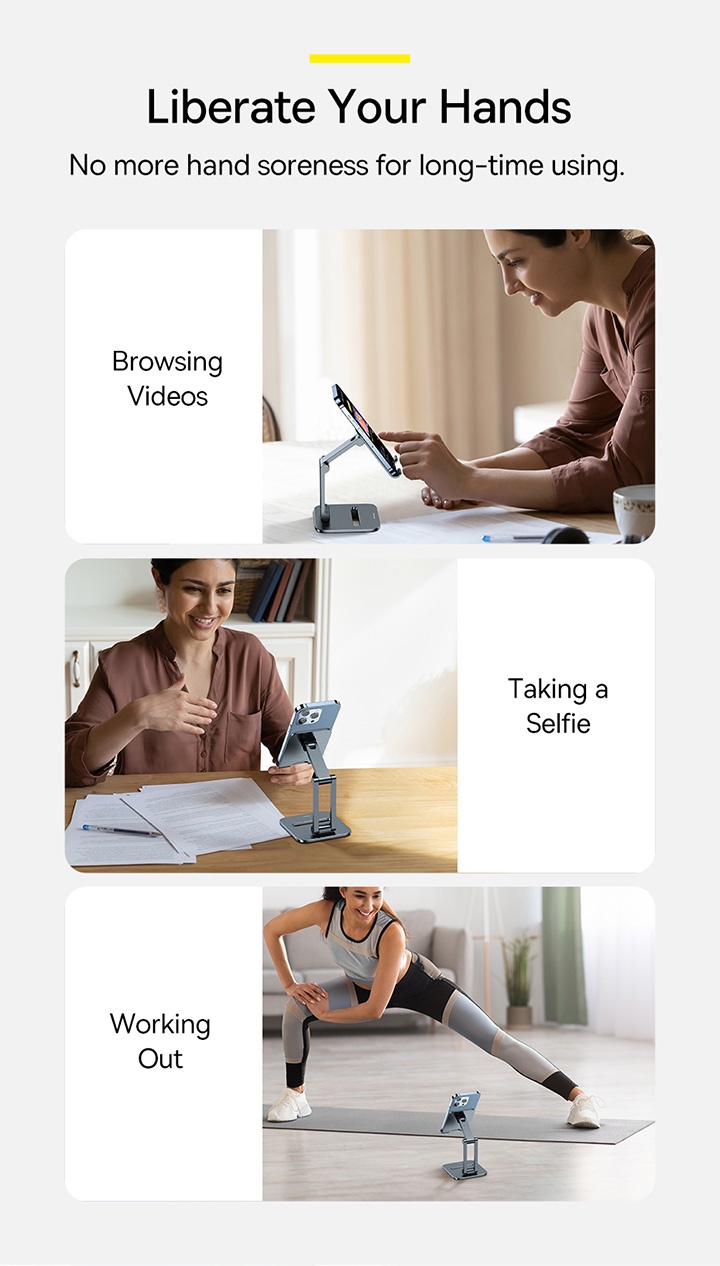 Baseus Phone Holder Desk Mobile Phone Stand Foldable Metal Tablet ...