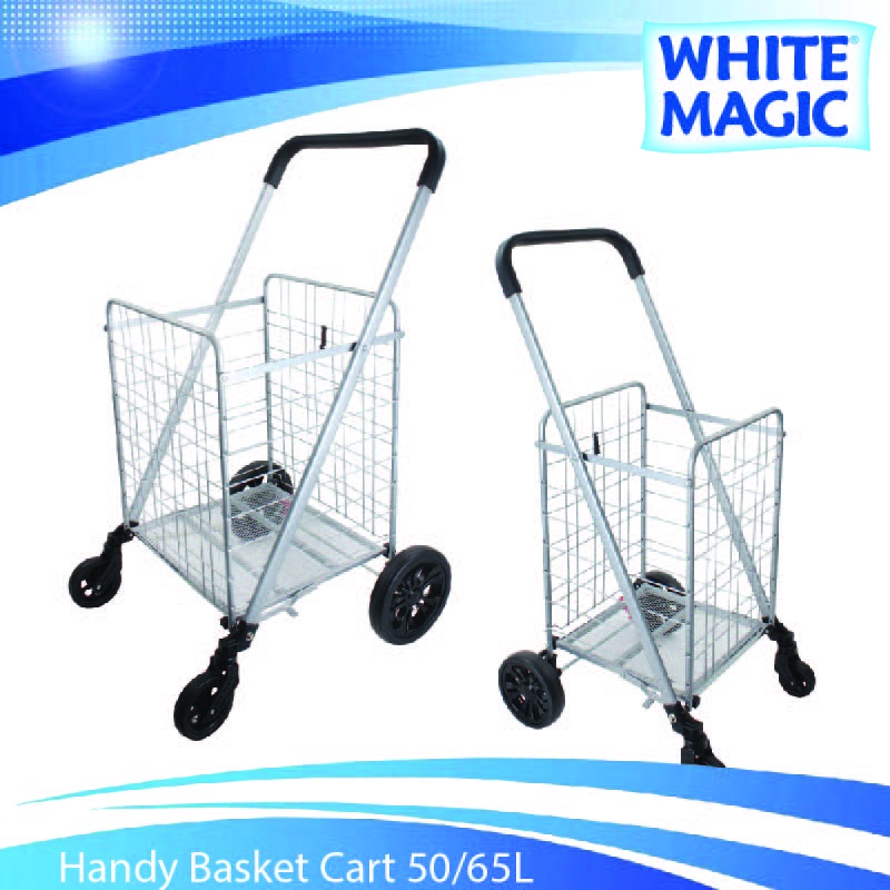 White Magic Handy Basket Cart Trolley Heavy Foldable Shopping Trolley ...