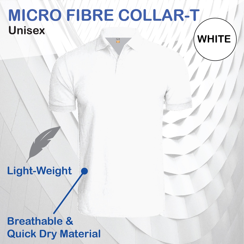 Oritee ORT White Polo Microfibre Jersey Collar Round Neck T-shirt ...