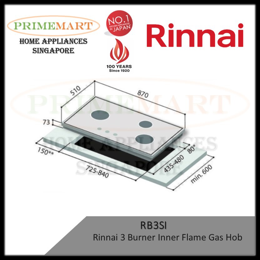 Rinnai 3 Burners Inner Flame Gas Hob RB3SI * FAST DELIVERY * INSTALLATION AVAILABLE* | Shopee ...