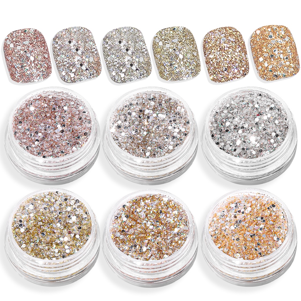 Monja Nail Art Decorations Glitter Sequins 6 Colors Ultra-thin Hexagon ...