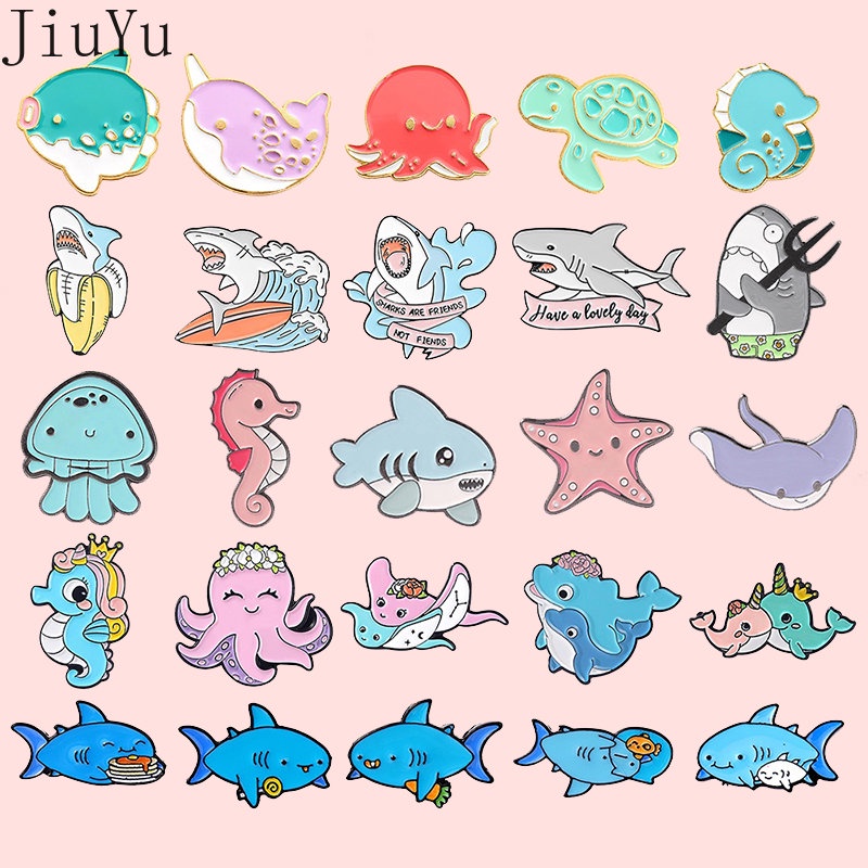 Cute Sea Animal Shark Whale Brooch Pin Seahorse Octopus Turtle Fish ...