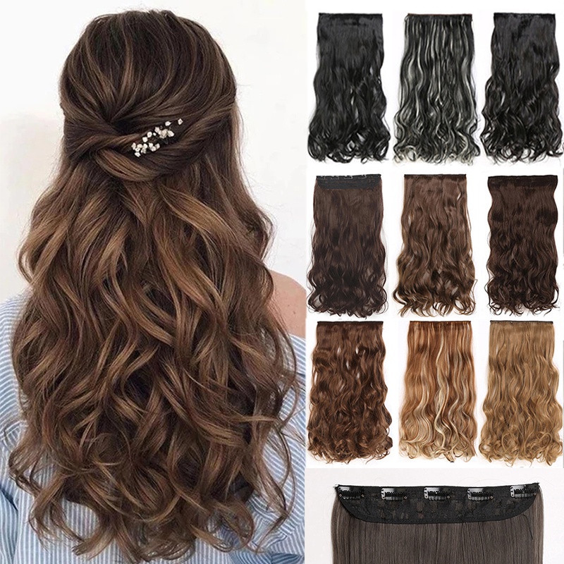 5 Clip Wavy Curly Wig Hair Extensions Women Invisible Clip Hair ...