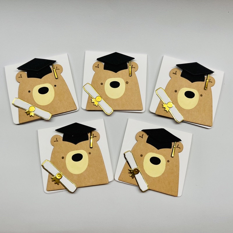(5pcs) Mini Graduation Bear Greeting Card/ Celebration Card/ Mini Card ...
