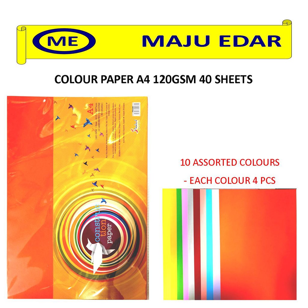 STANDARD A4 COLOUR PAPER 120GSM 40 SHEETS FTC1240/ KERTAS WARNA A4 ...