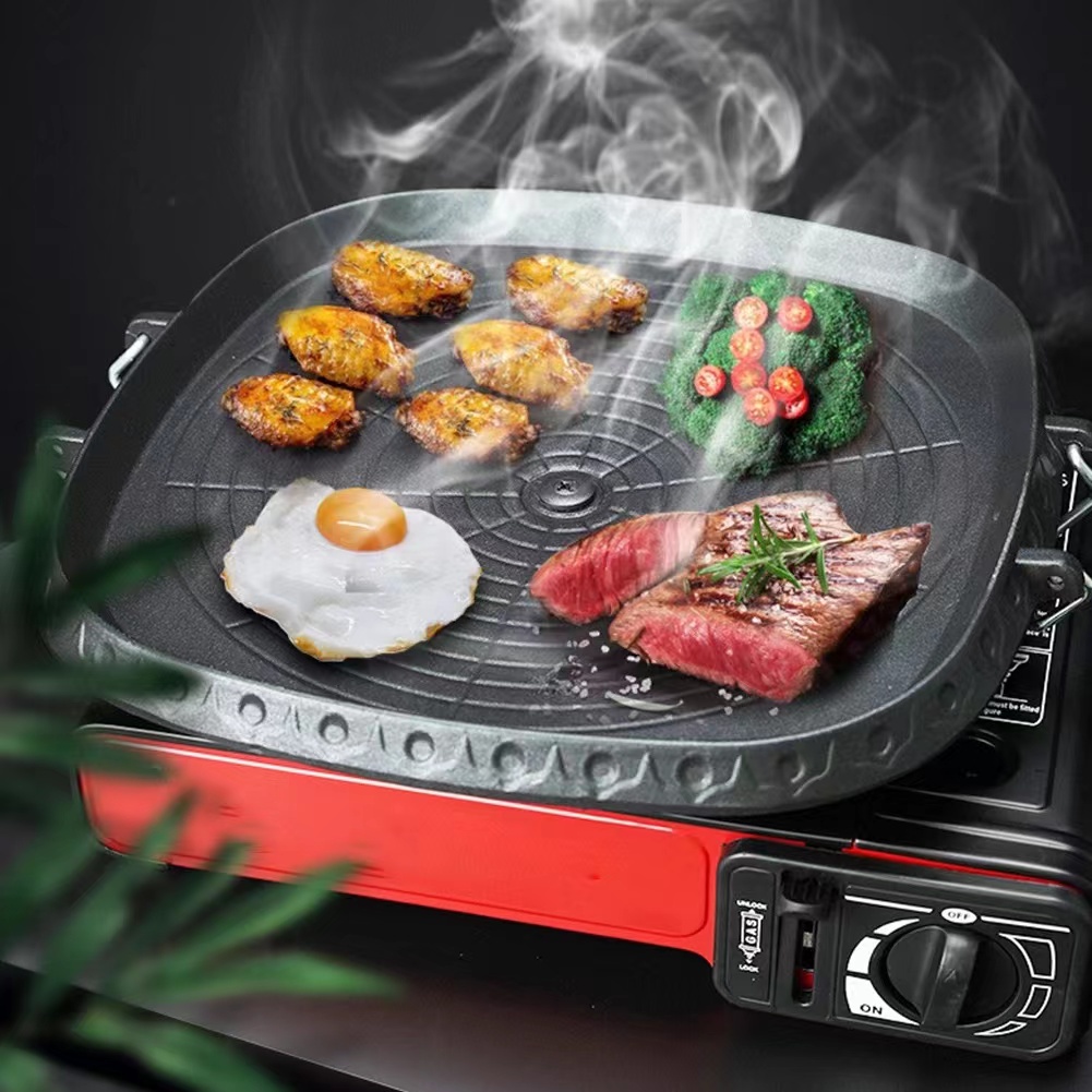 korean Grill Non Stick Square Multi Roaster BBQ with Maifan Stone ...