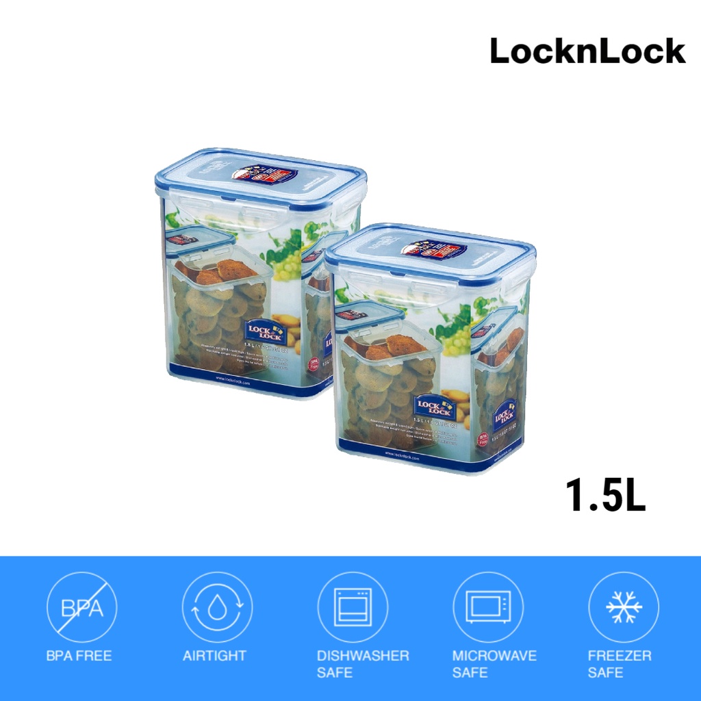 LocknLock Official Classic Airtight Food Container 1.5L 2 Pcs (HPL ...