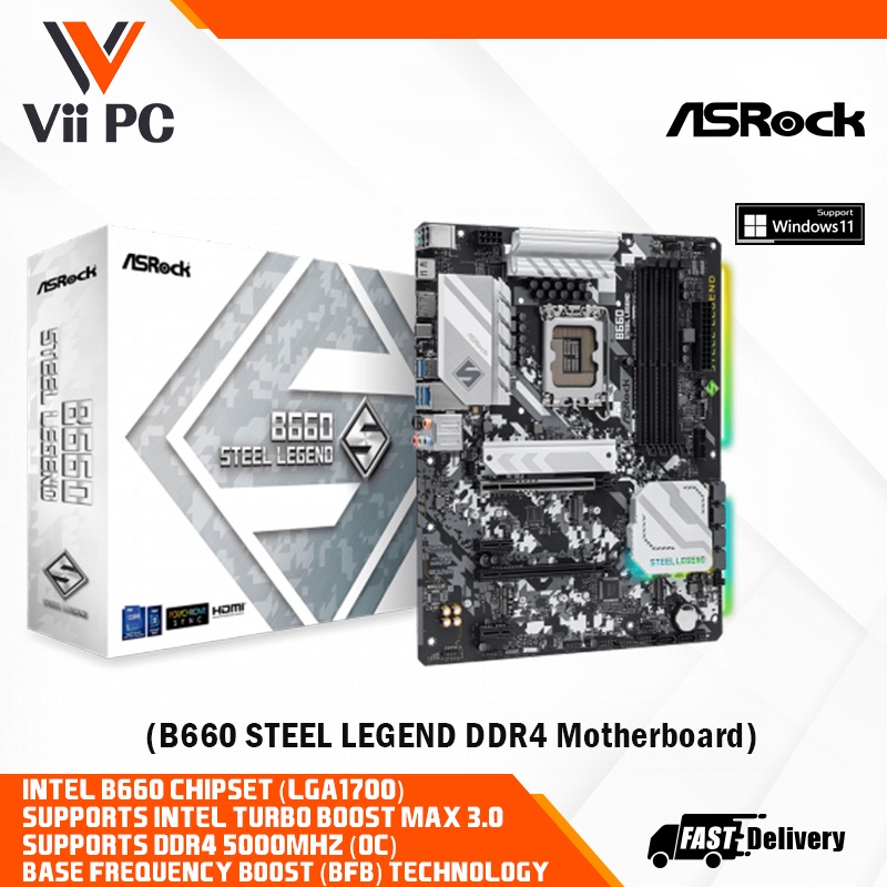 ASRock B660 STEEL LEGEND LGA 1700 Intel B660 SATA 6Gb/s DDR4 ATX Intel ...